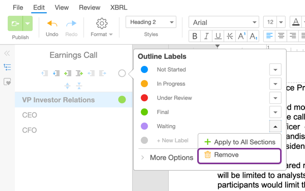 Edit labels – Support Center