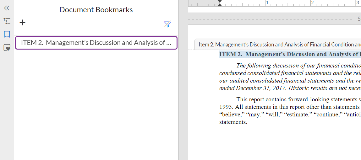 Document bookmarks – Support Center