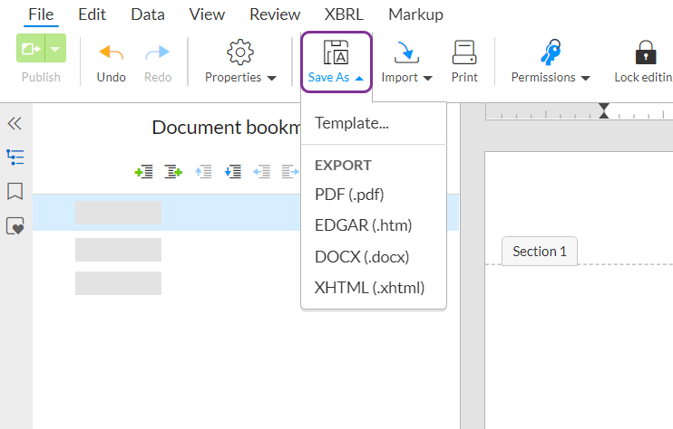 Document bookmarks – Support Center