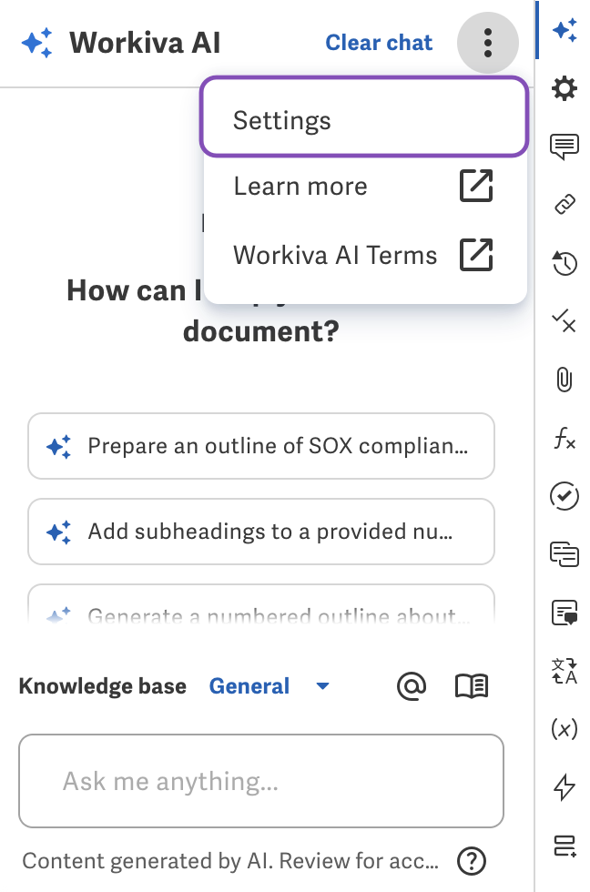 Use Workiva AI’s intelligent companion in documents – Support Center