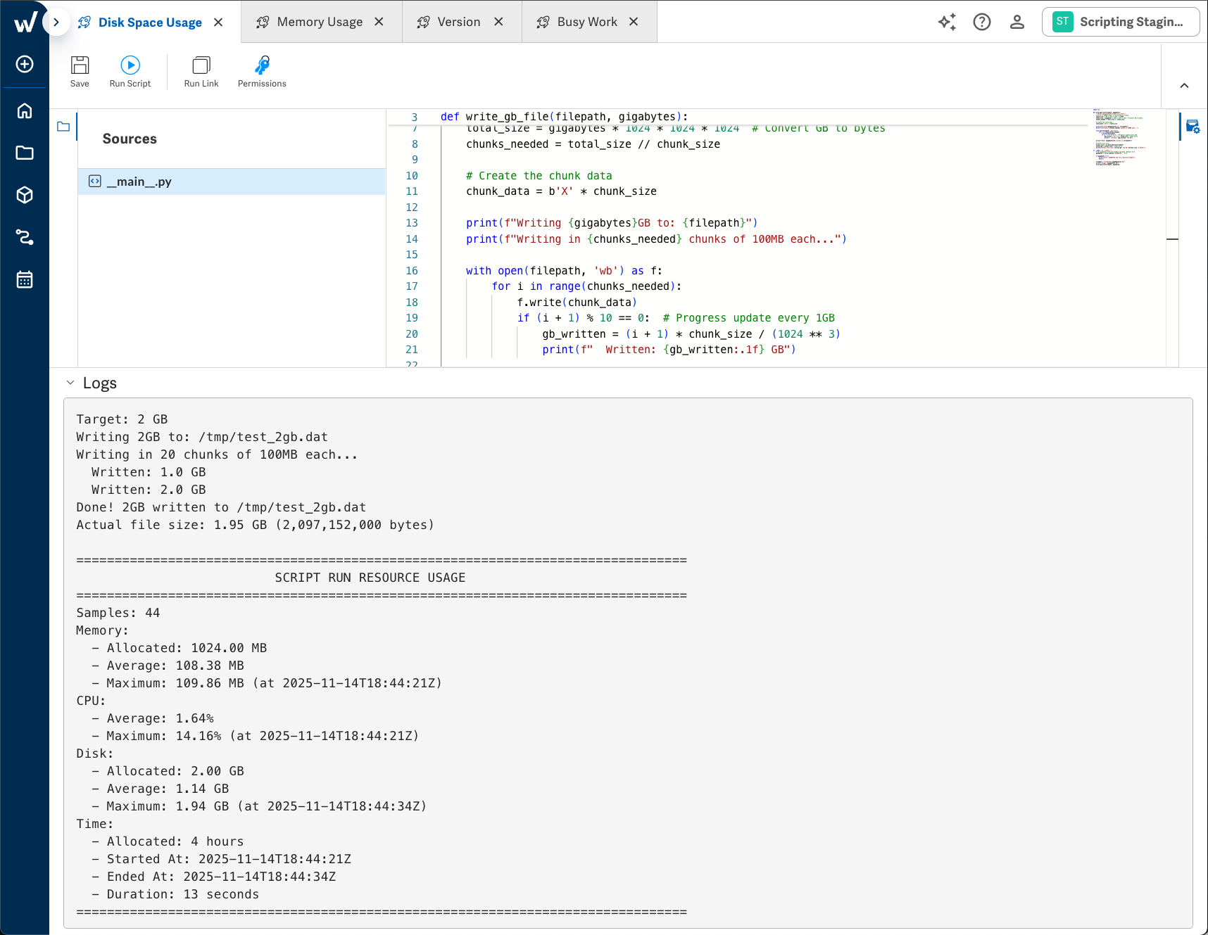 Handling resource limits in Workiva Scripting – Support Center
