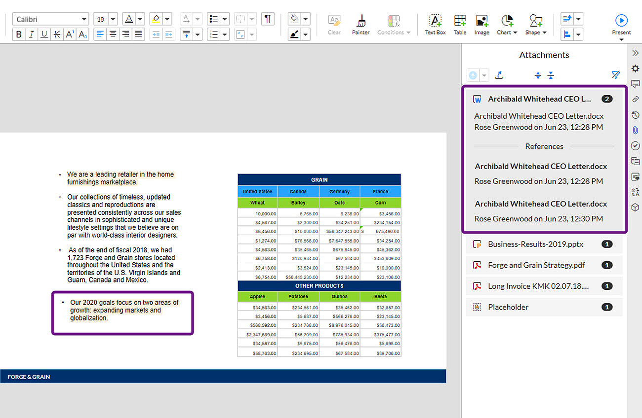 Attachments in Presentations – Support Center