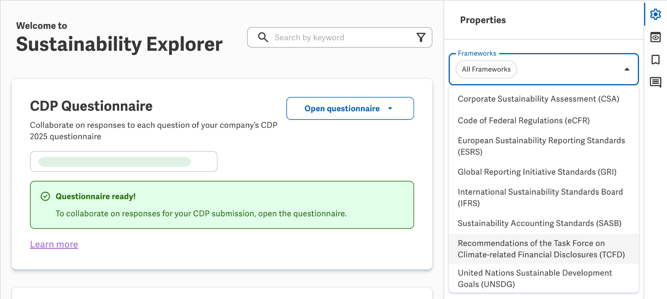 Skapa innehåll i Sustainability Explorer – Supportcenter