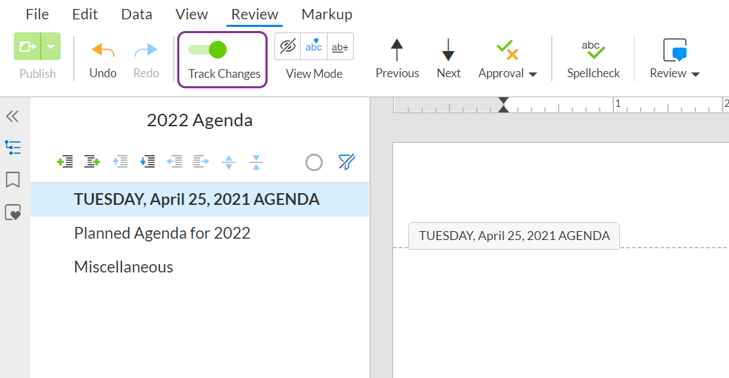 Track changes in Documents – Support Center
